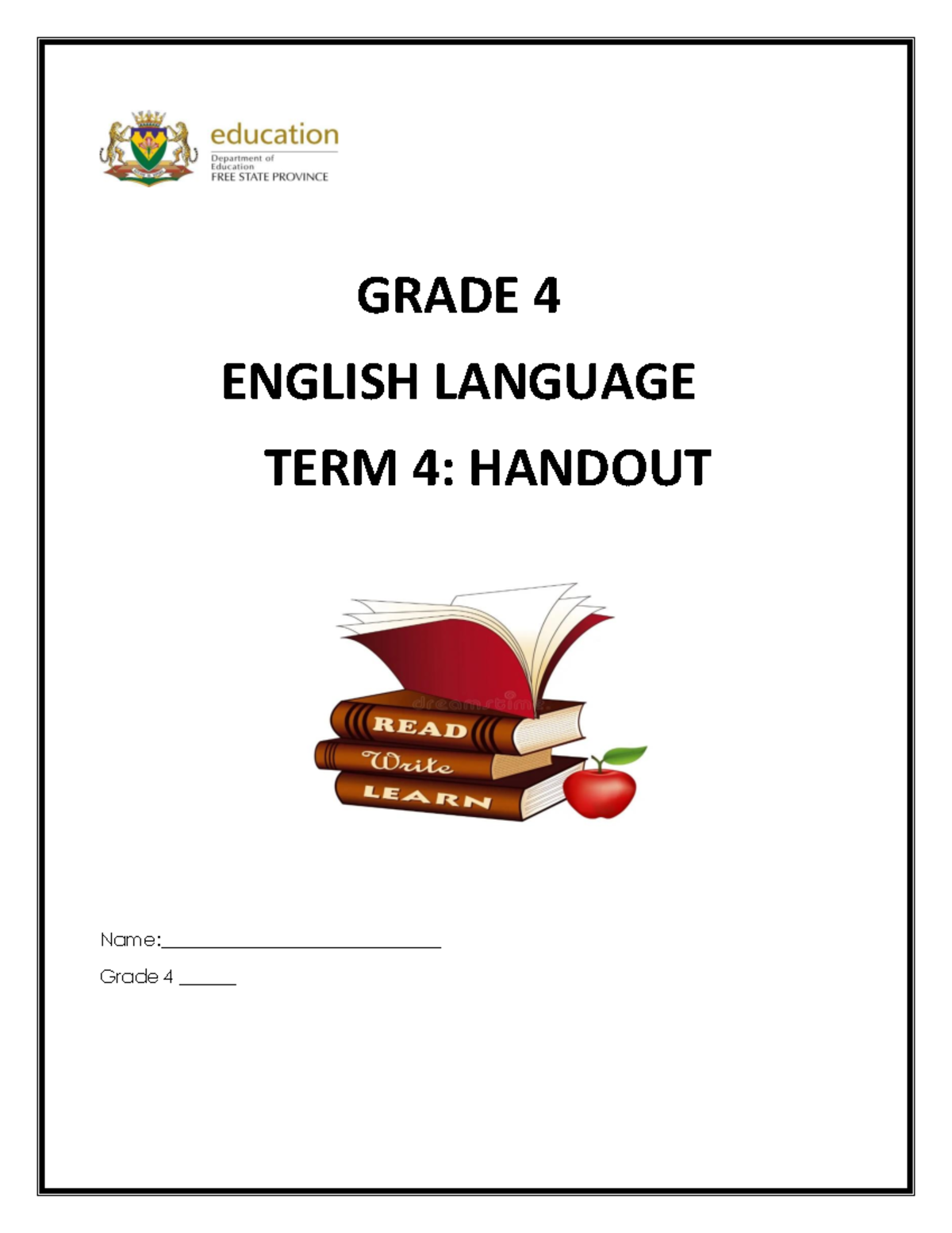 Grade 4 Term 4 English HL & FAL Handout: Pronouns, Verbs, and More ...