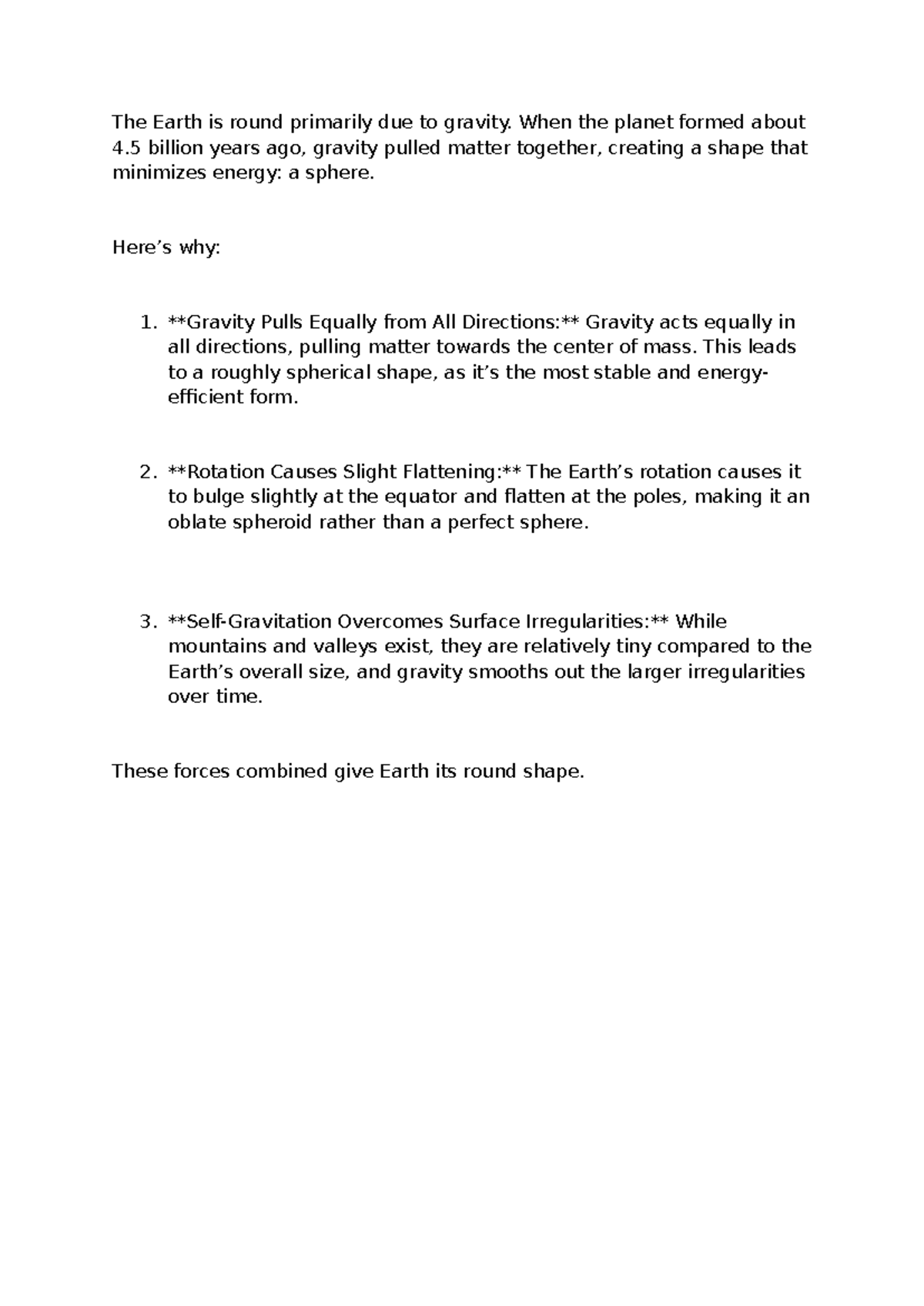 Understanding the Earth's Shape: Gravity and Its Effects - Studocu