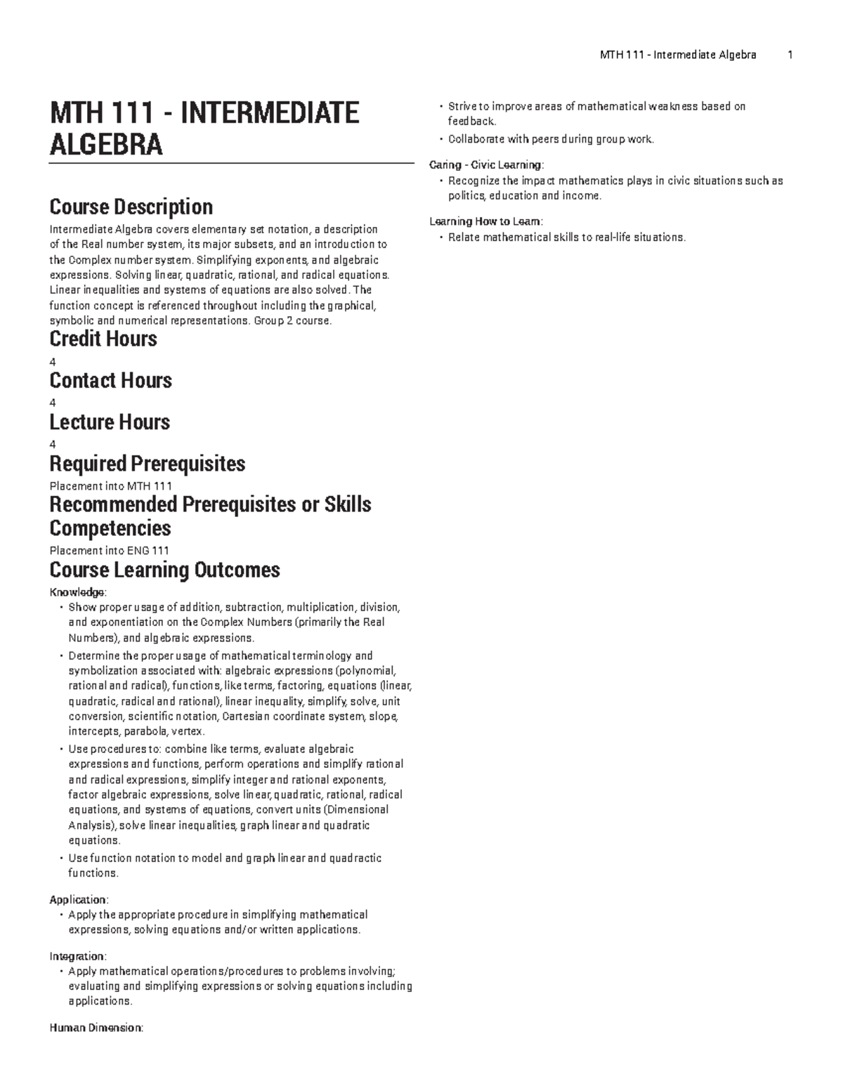 Mth-111 - Mth-111 - MTH 111 - Intermediate Algebra 1 MTH 111 ...