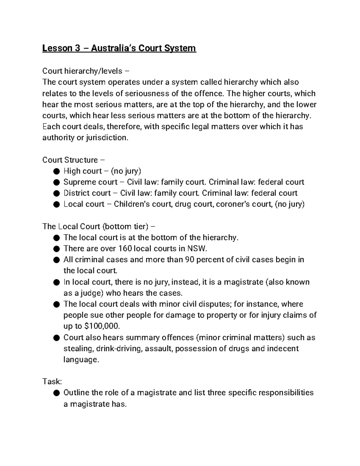Lesson 3 - Australia s Court System - Lesson 3 – Australia’s Court ...