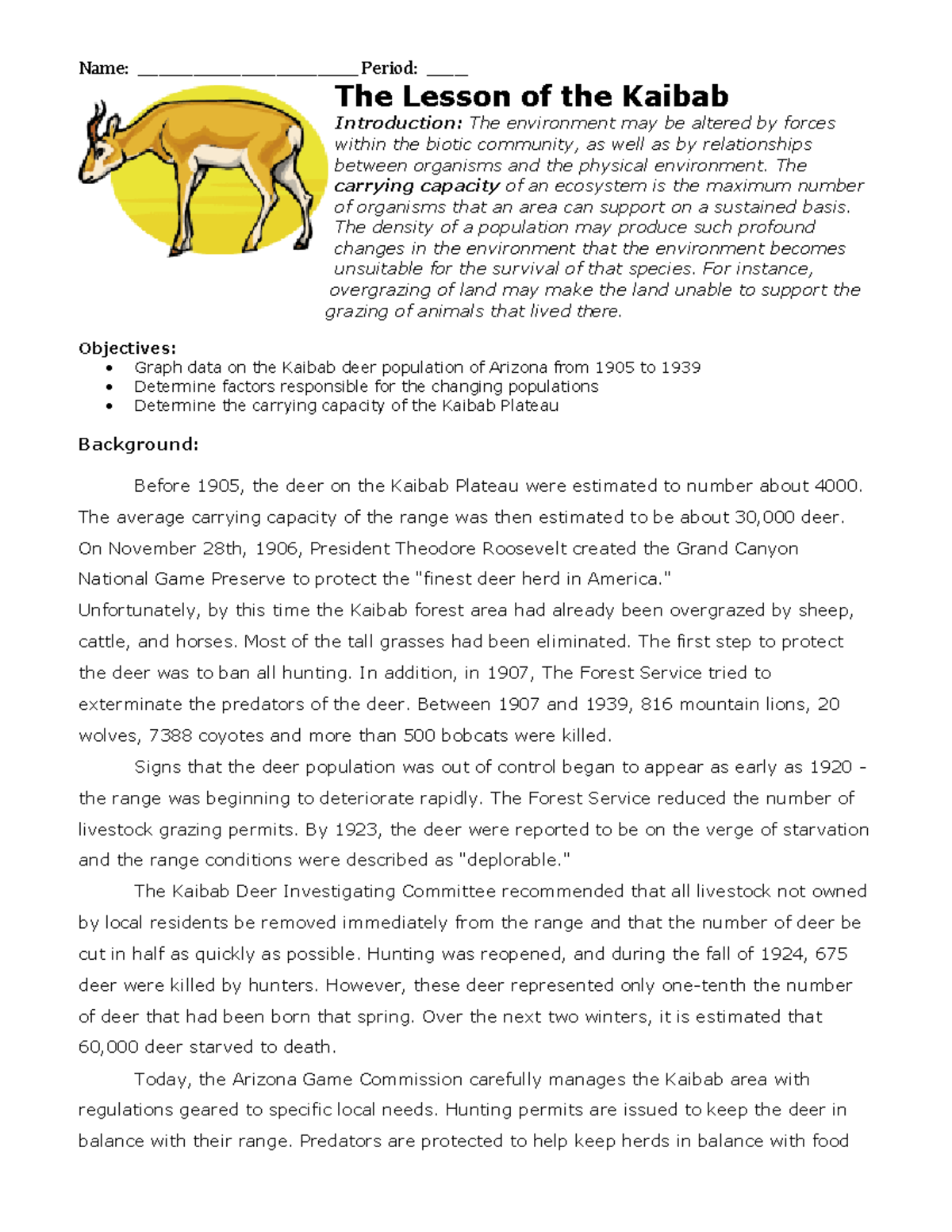 02 Kaibab Activity: Examining the Deer Population Dynamics and ...