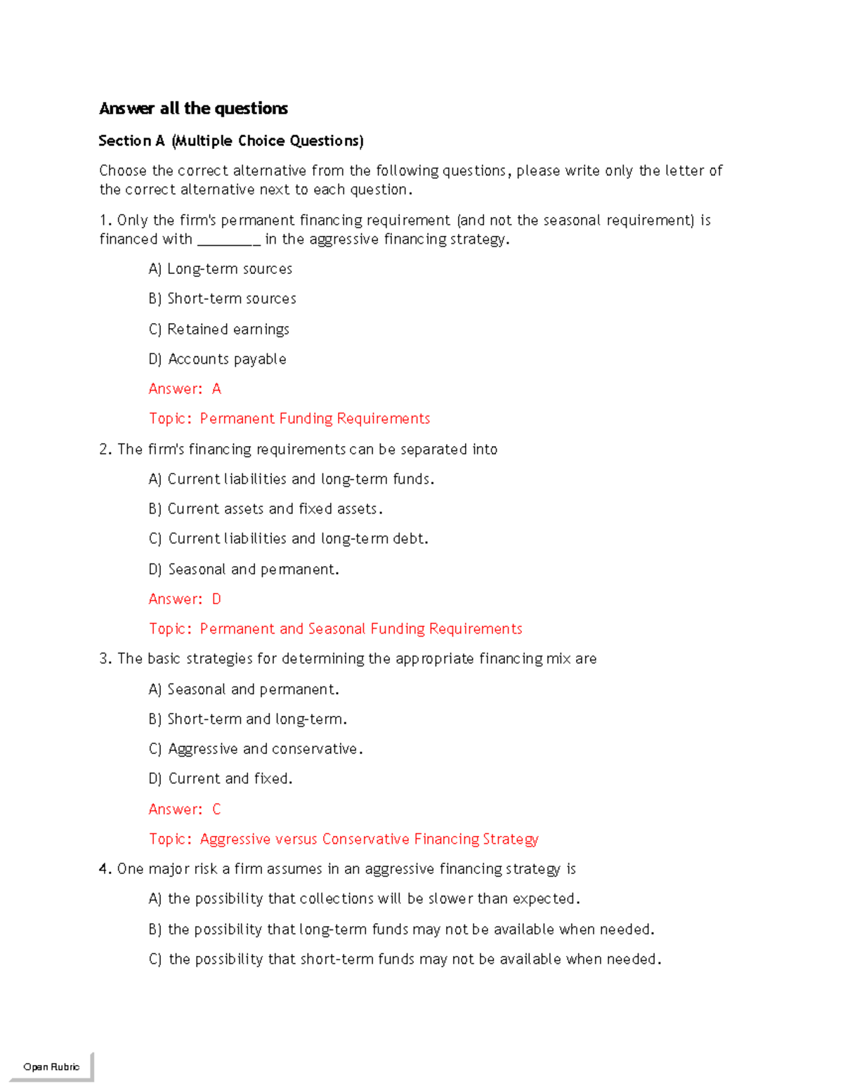 Topic 2 Lesson 4 MCQ Suggested Solutions and Answers - Studocu