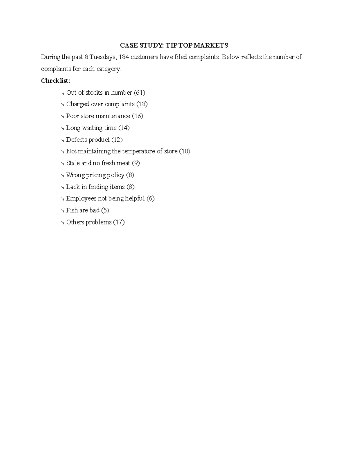 MGT 124 - Tip Top Markets - CASE STUDY: TIP TOP MARKETS During the past ...
