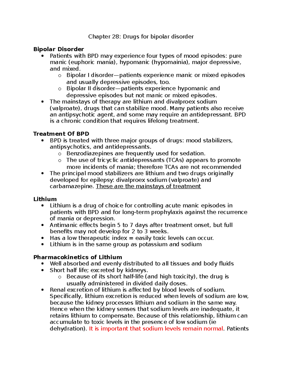 Chapter 28: Pharmacotherapy for Bipolar Disorder Management - Studocu