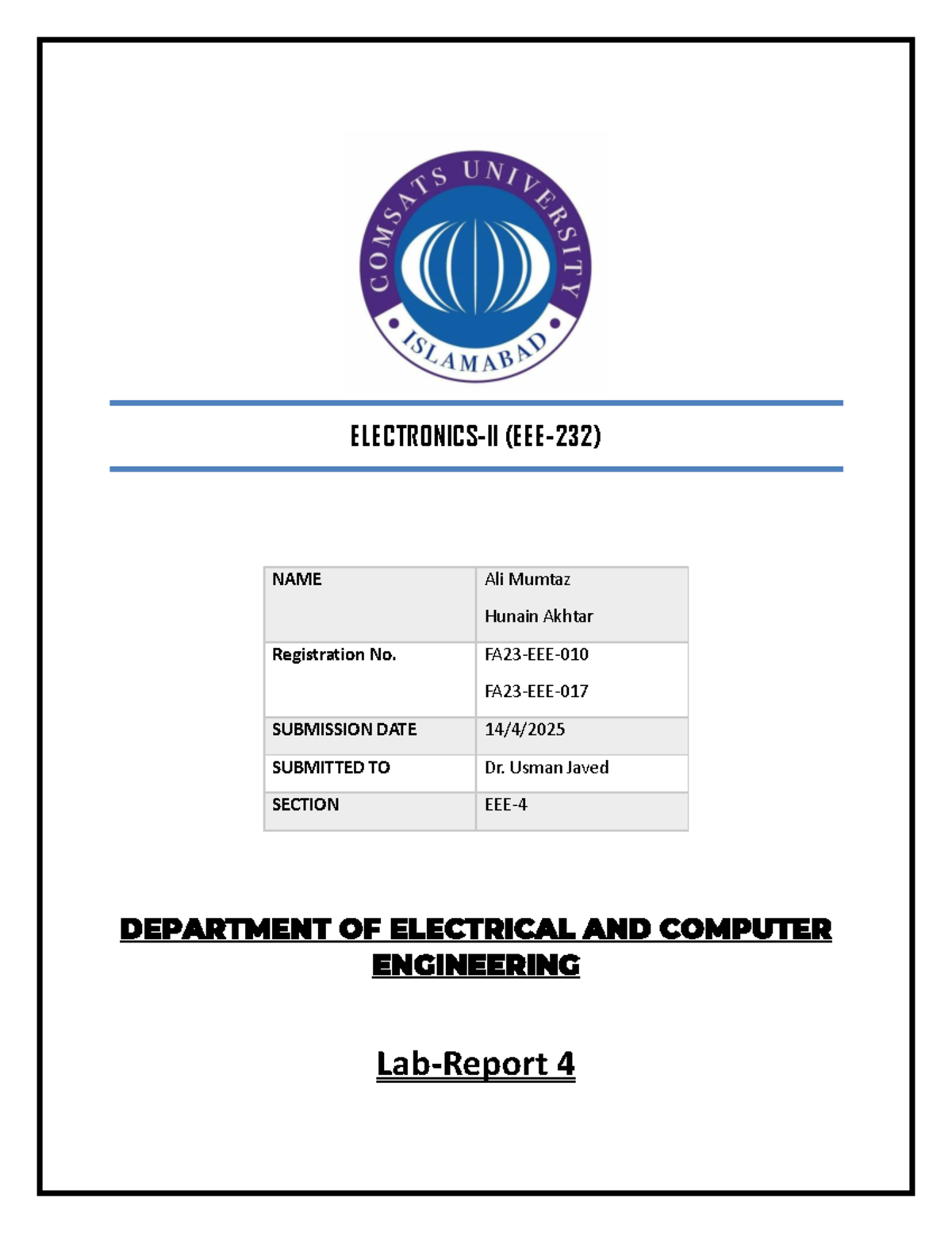 Lab 4: Common Source Configuration & Multistage Amplifier Analysis ...