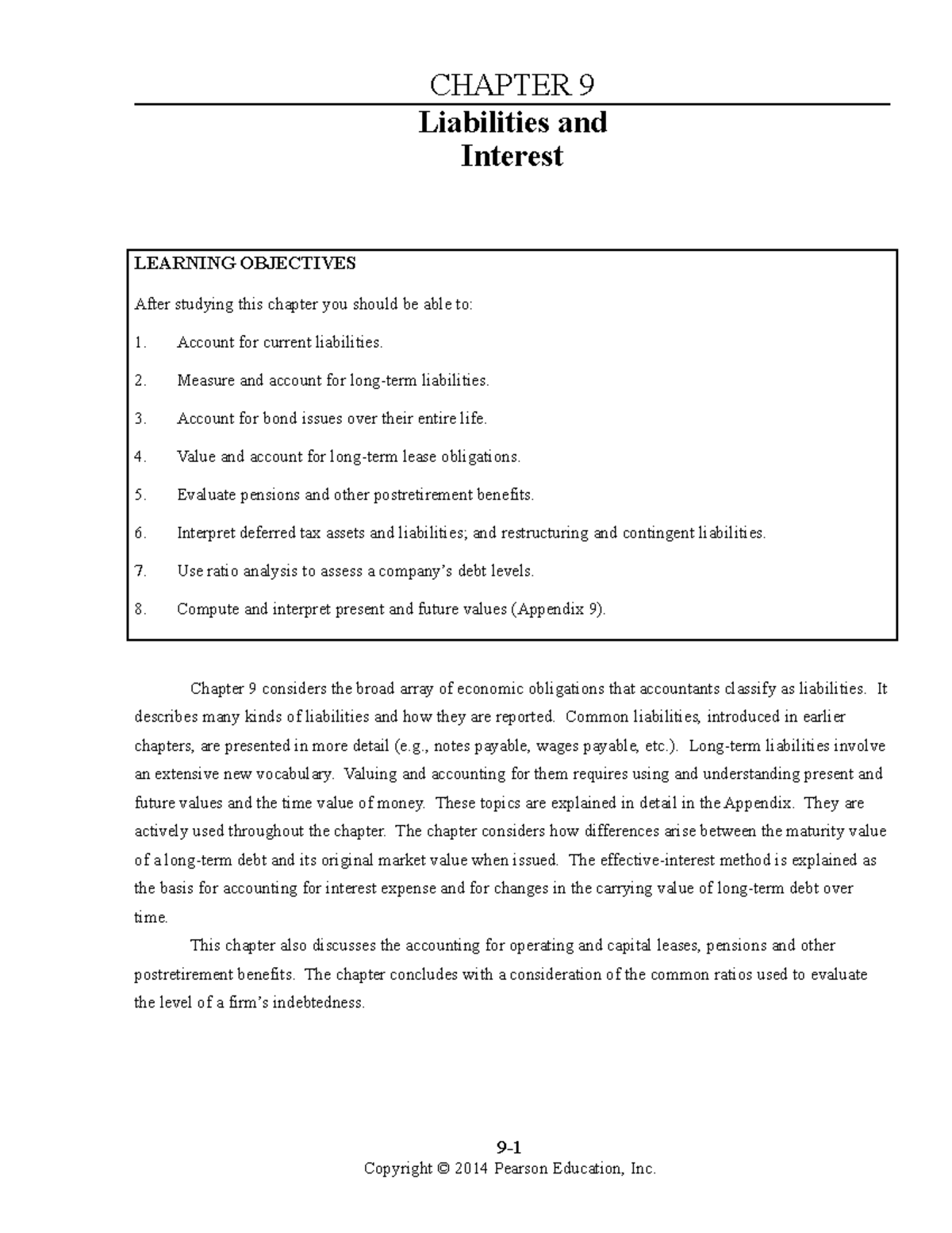 Horngren IFA11 IM 09 - Chapter 9 Resumé: Liabilities & Accounting ...