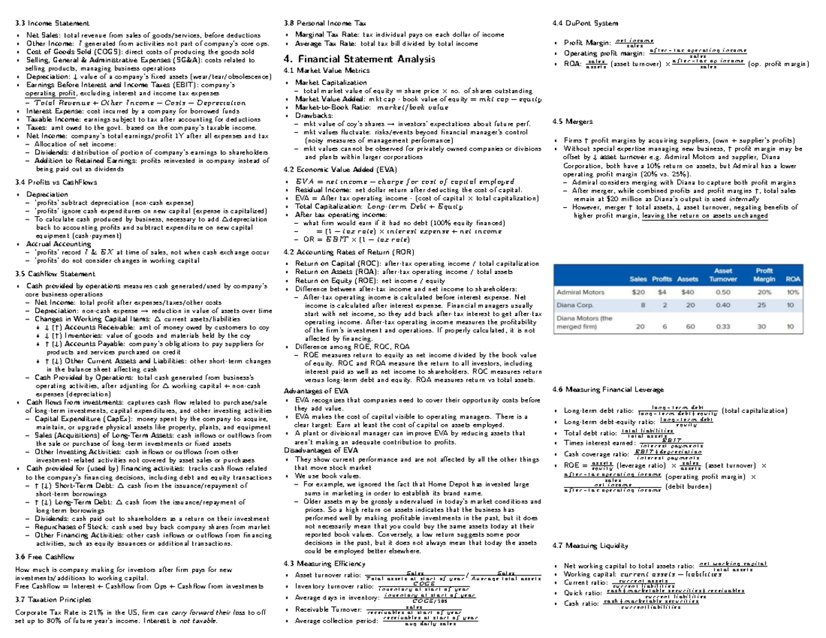 IS2218 Financial Statement Analysis Notes: Income Statement & Cash ...