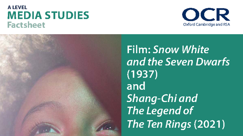 Revision Guide - A Level Media Studies: Snow White & Shang-Chi - Studocu