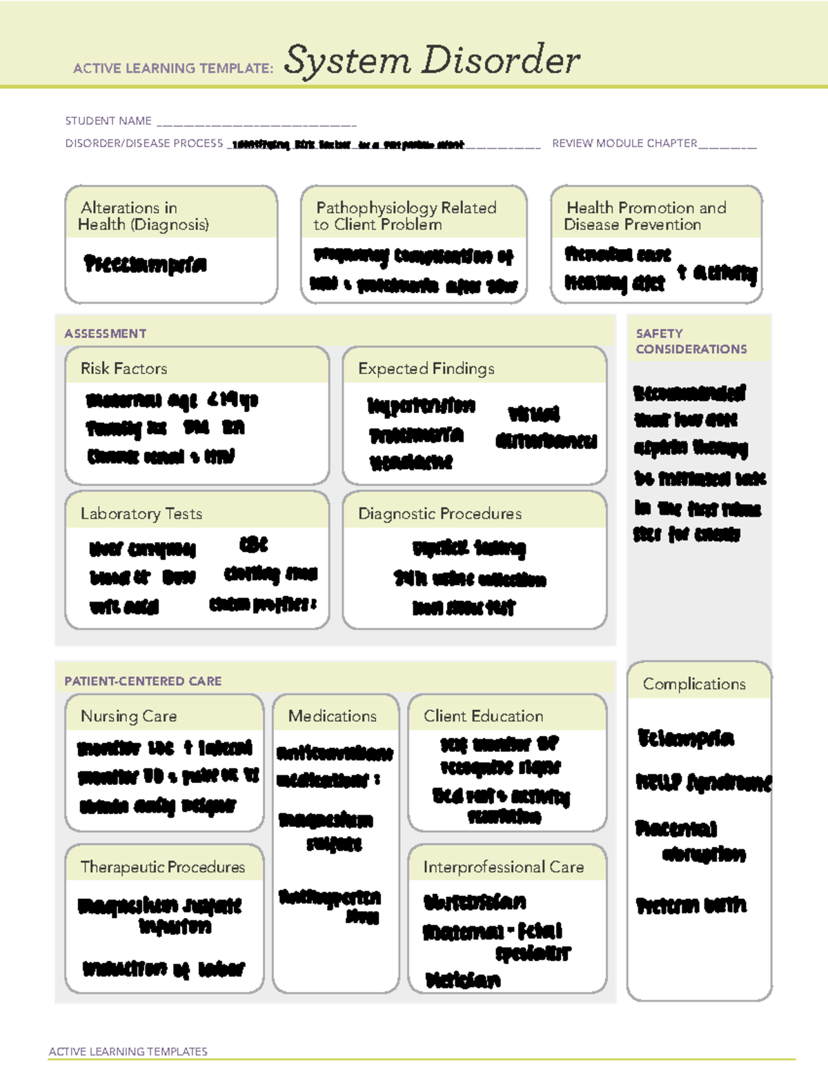 ATI System Disorder: Preeclampsia - ACTIVE LEARNING TEMPLATES System ...