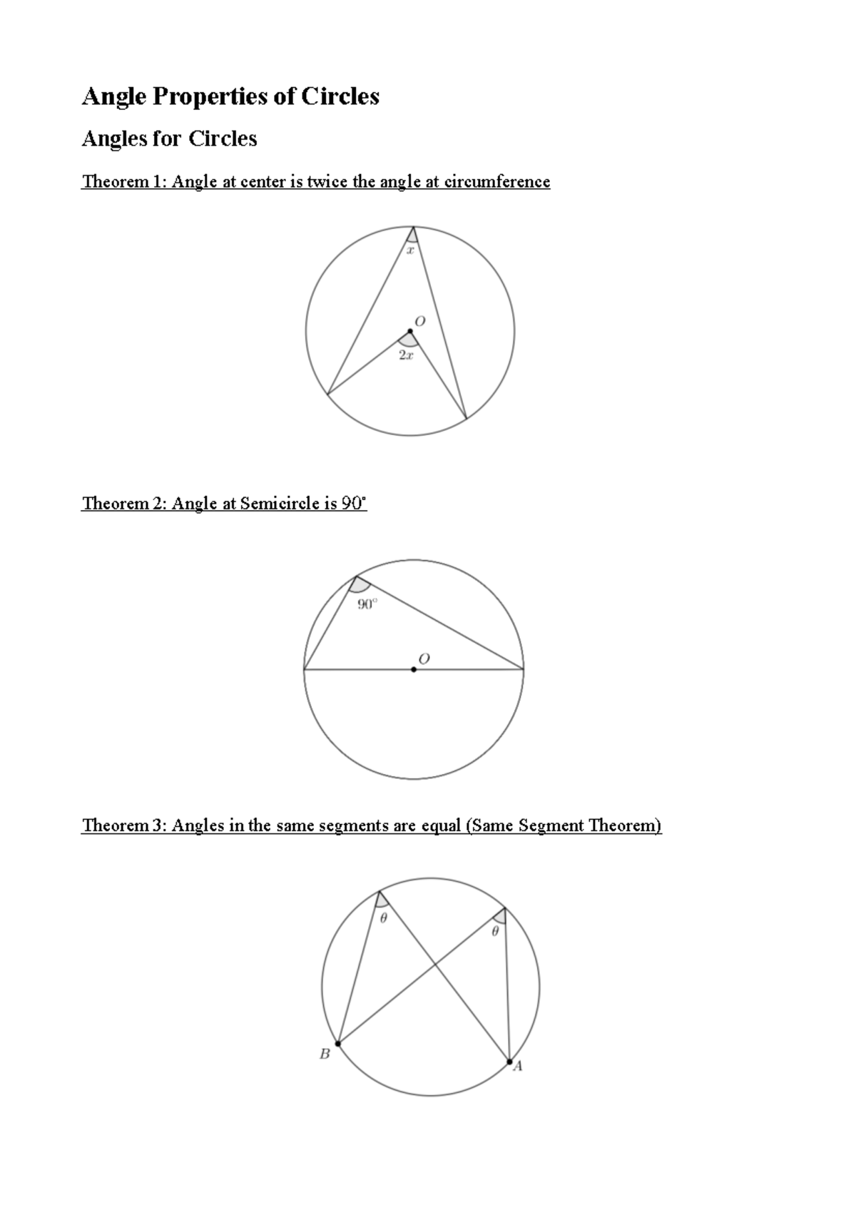 Circle Angles Properties: Theorems and Exercises [Textbook] - Studocu