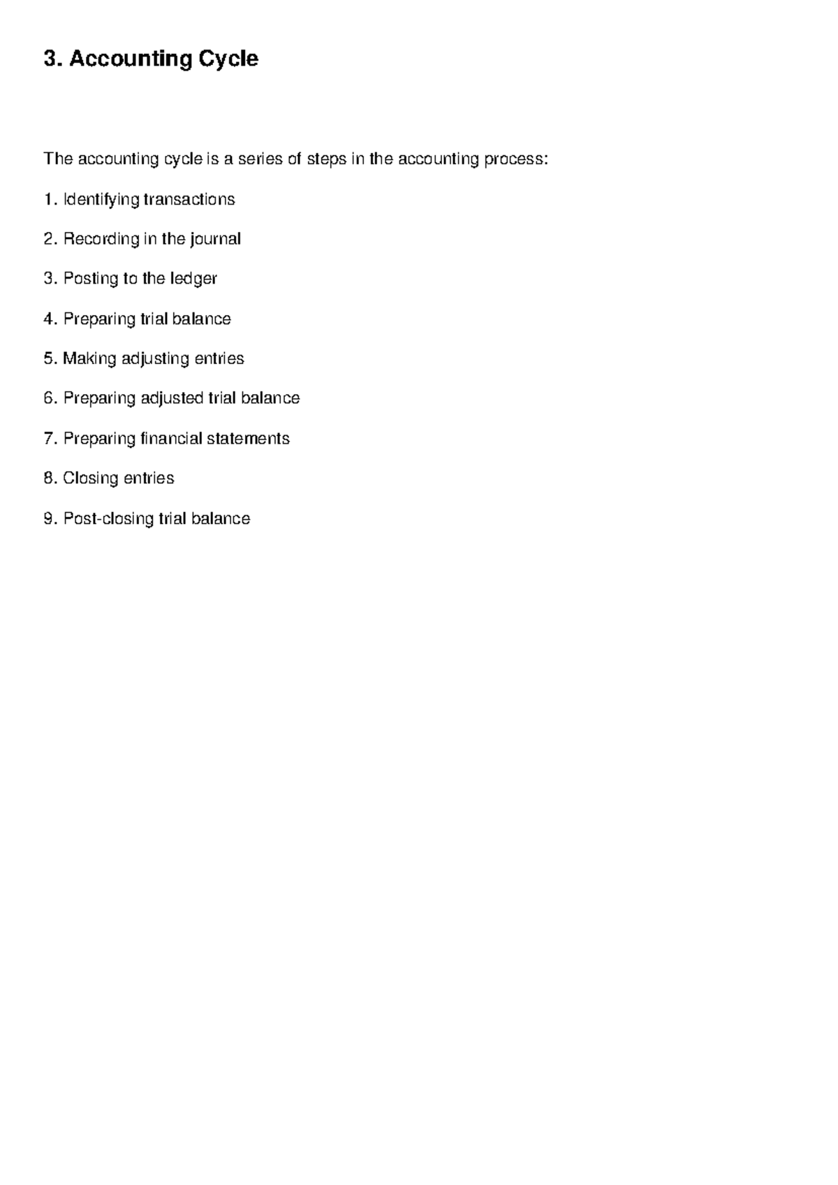 Accounting Cycle Overview: Key Steps and Processes - Studocu