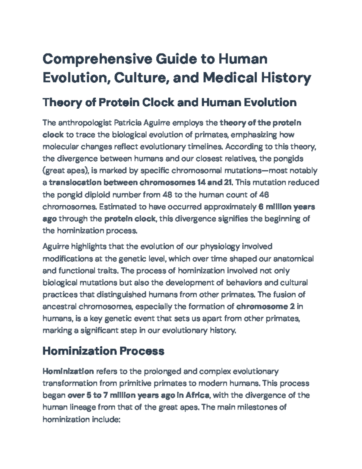 Comprehensive Overview of Culture, Food, and Human Evolution (HIST 101 ...
