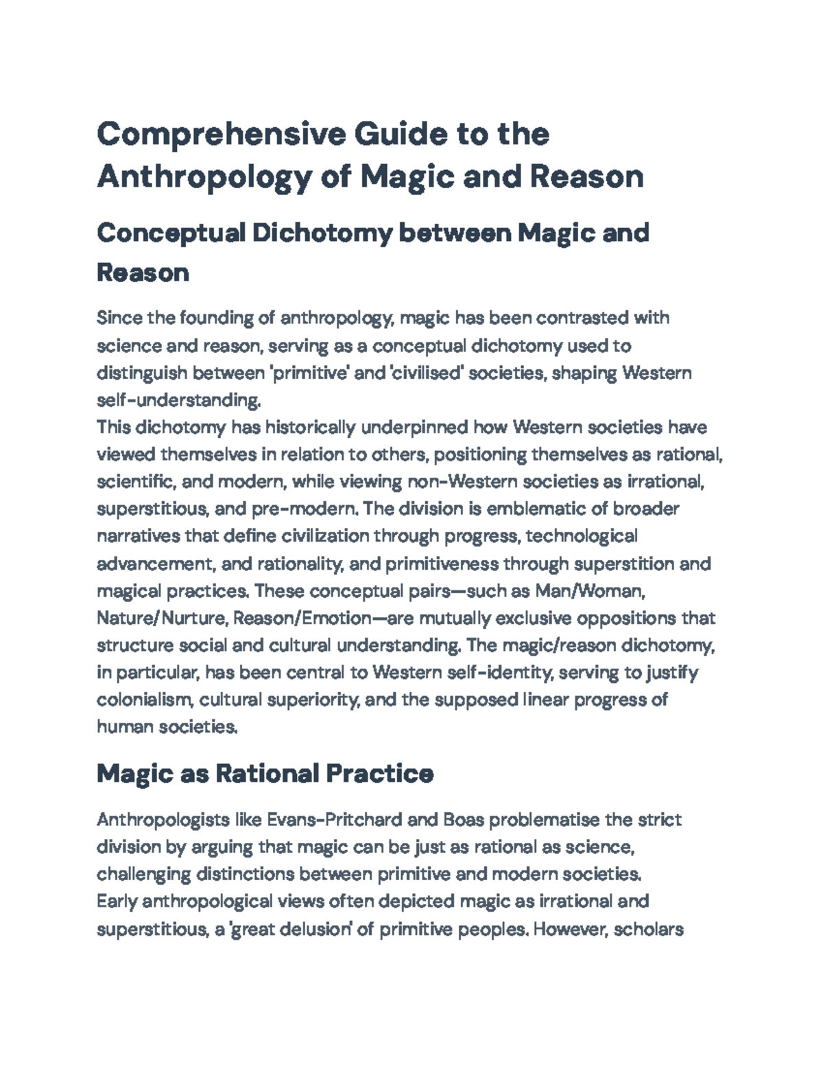 Comprehensive Overview of ANTH 101: Magic and Reason in Anthropology ...