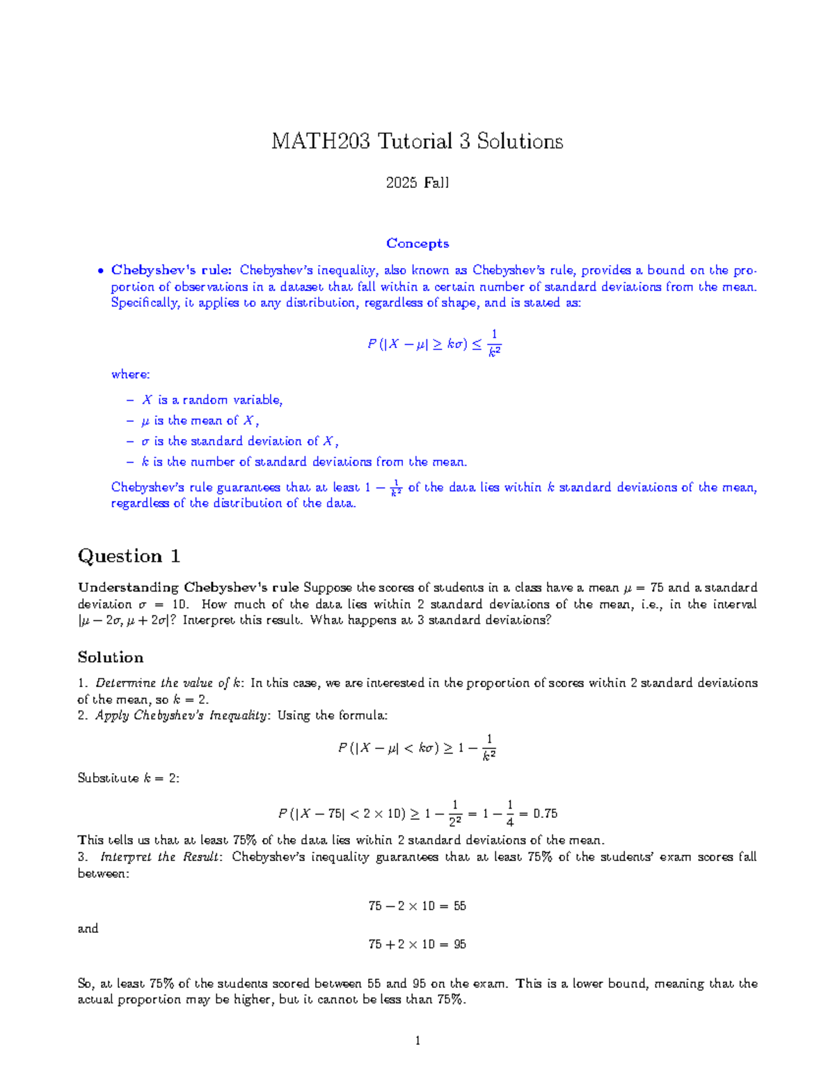 MATH203 Tutorial 3 Solutions: Understanding Inequality and Data Distribution - Studocu