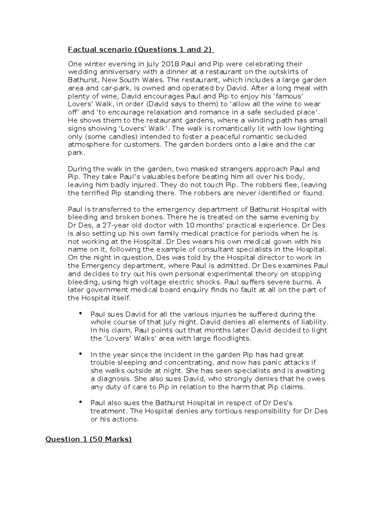 2019 Exam Paper HD Response: Negligence Liability Analysis - Studocu