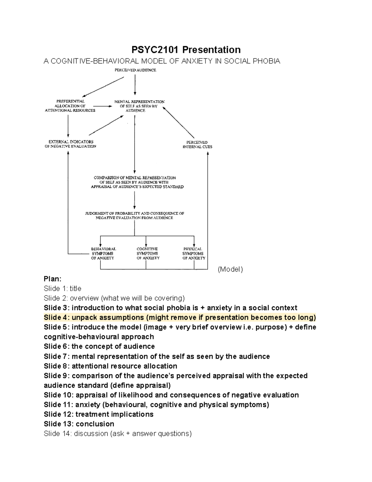 PSYC2101 Presentation: Understanding Anxiety in Social Phobia Model ...