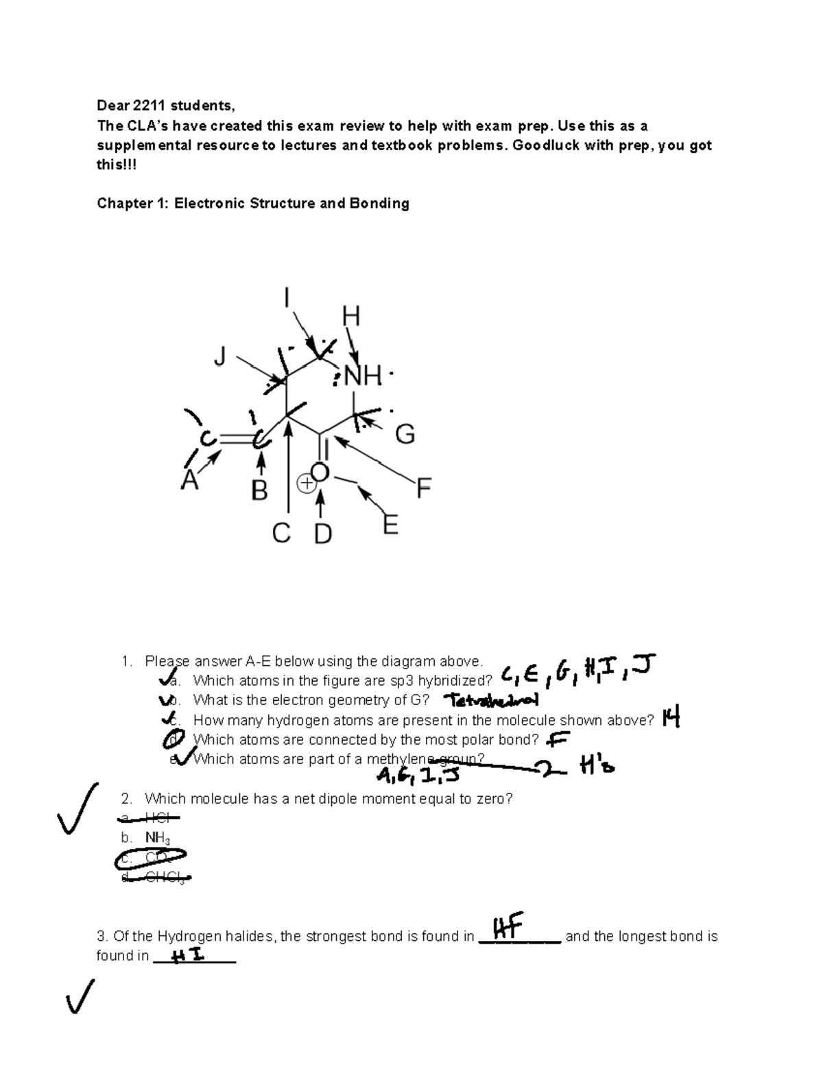 2211 Organic Chemistry Final Exam Review Notes - Studocu