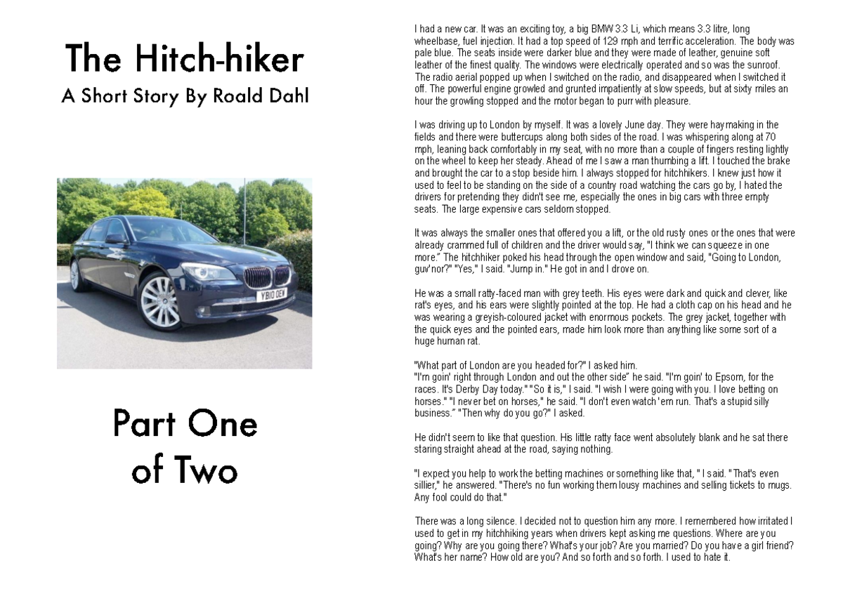 Hitchhiker Part One: A Short Story by Roald Dahl - Studocu