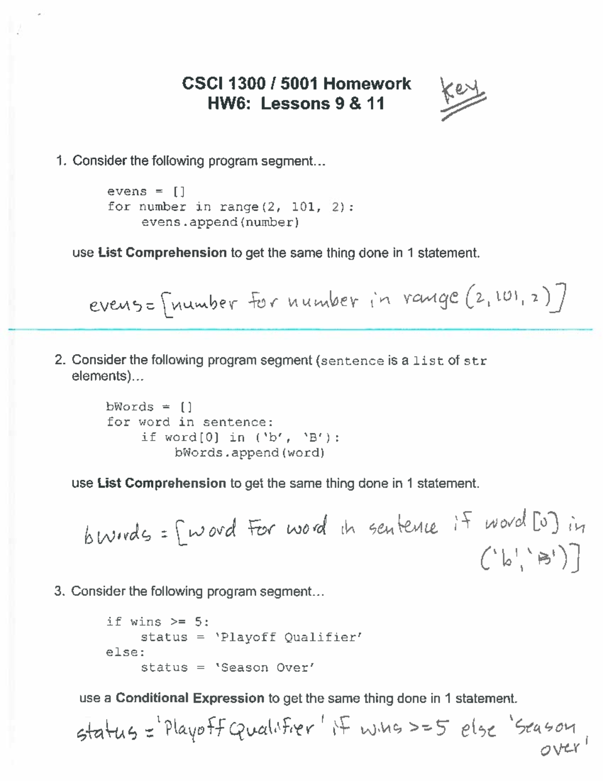CSCI 1300 I 5001 HW6: Python Programming Exercises on Loops and ...