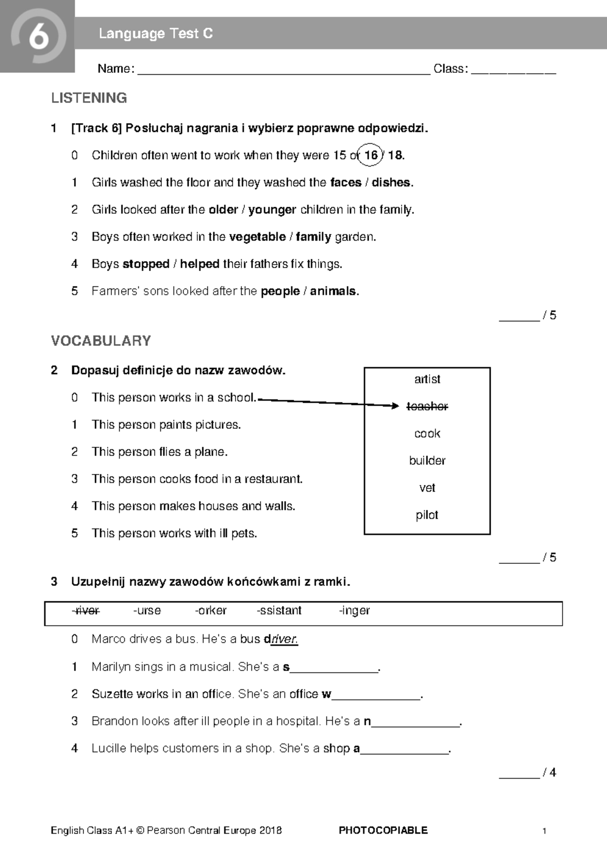 EC A1P - Language Test Listening, Vocabulary, Grammar & Writing - Studocu