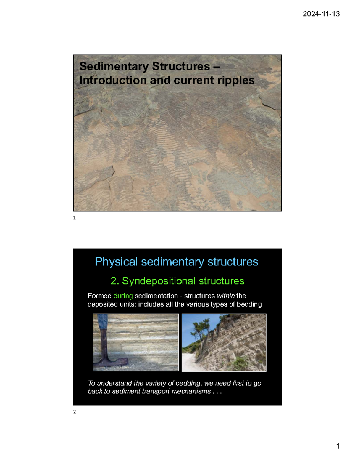 245 – 13. Introduction to Sedimentary Structures and Current Ripples ...