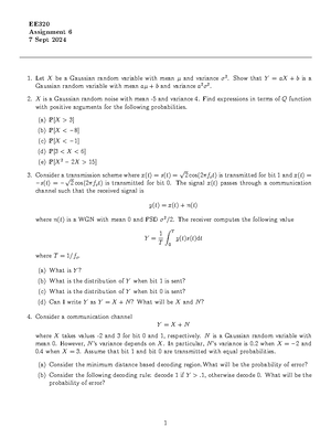 A9 - Assignment of ee320 - EE Assignment 9 18 Oct 2024 Consider a ...
