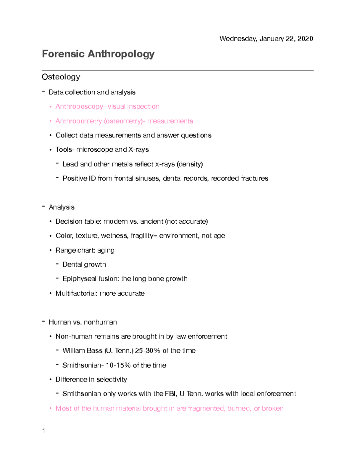 Osteology - Forensic Anthropology Osteology - Data collection and ...