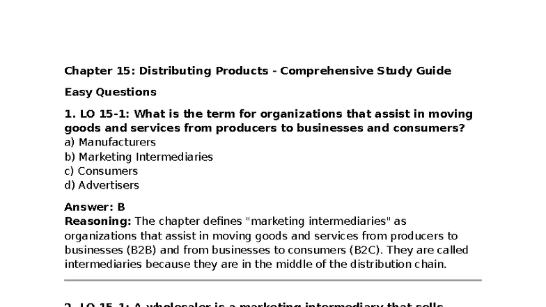 Ch15: Comprehensive Study Guide on Product Distribution Concepts - Studocu