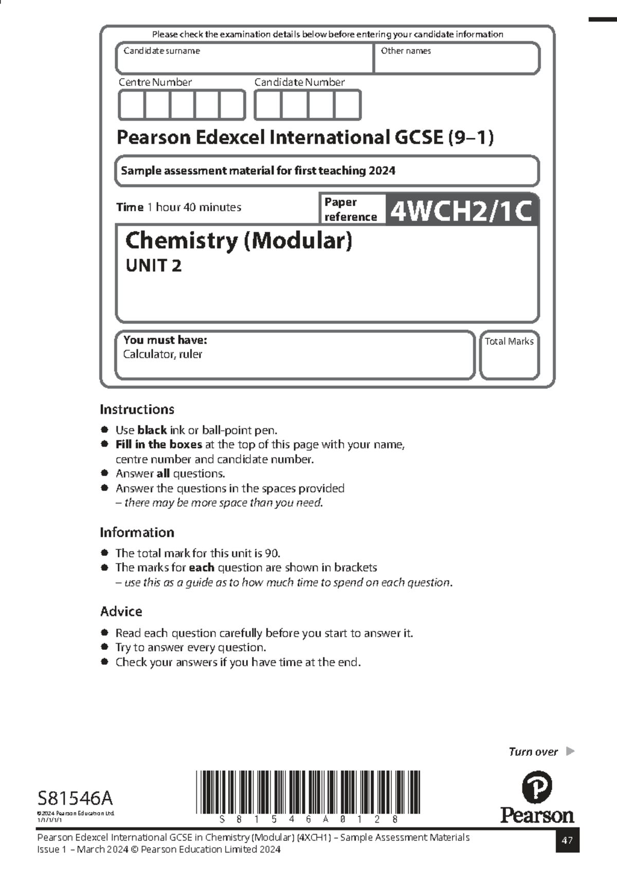International GCSE Chemistry (Modular) (4XCH1) Sample Assessment ...