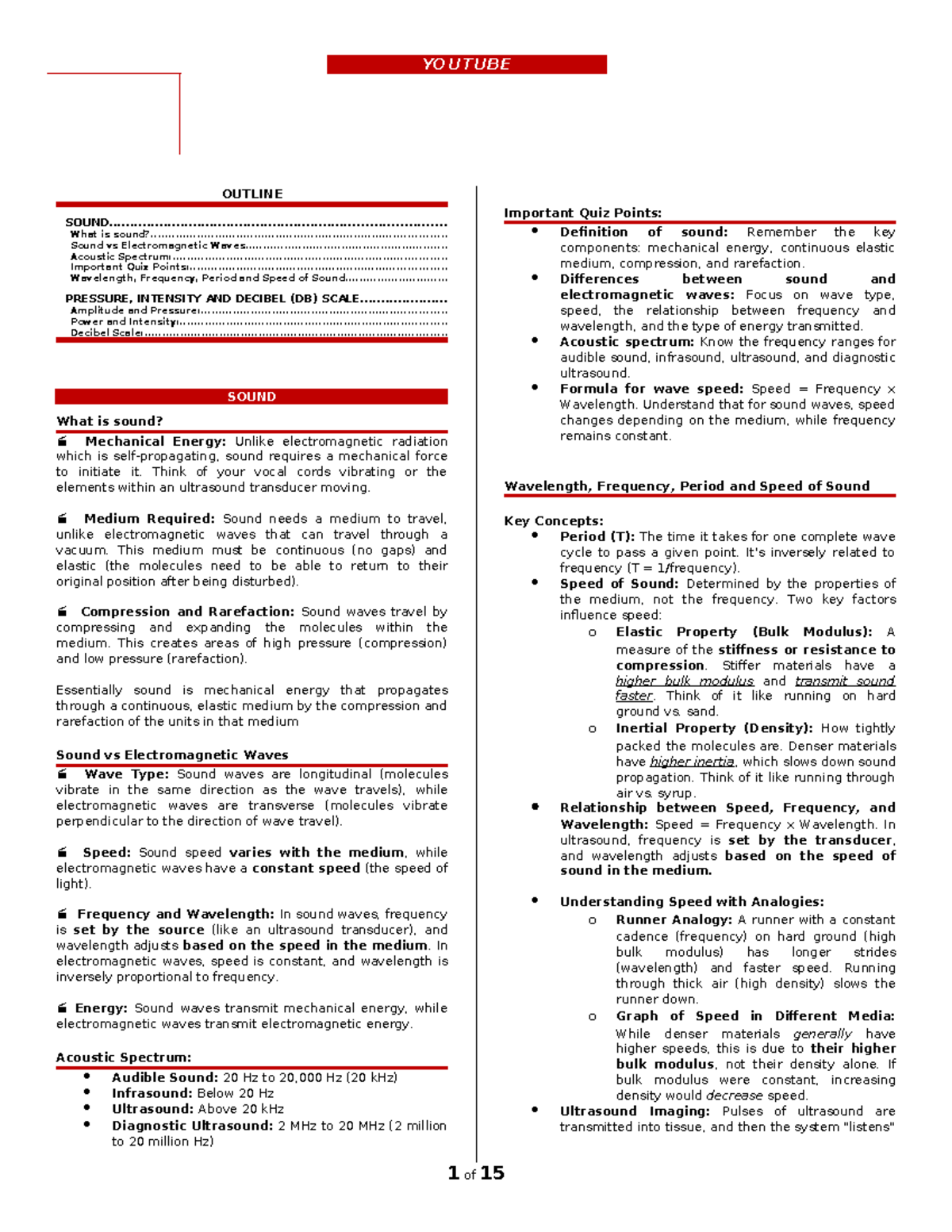 Physics - UTZ: Sound Principles and Ultrasound Interactions Study Guide ...