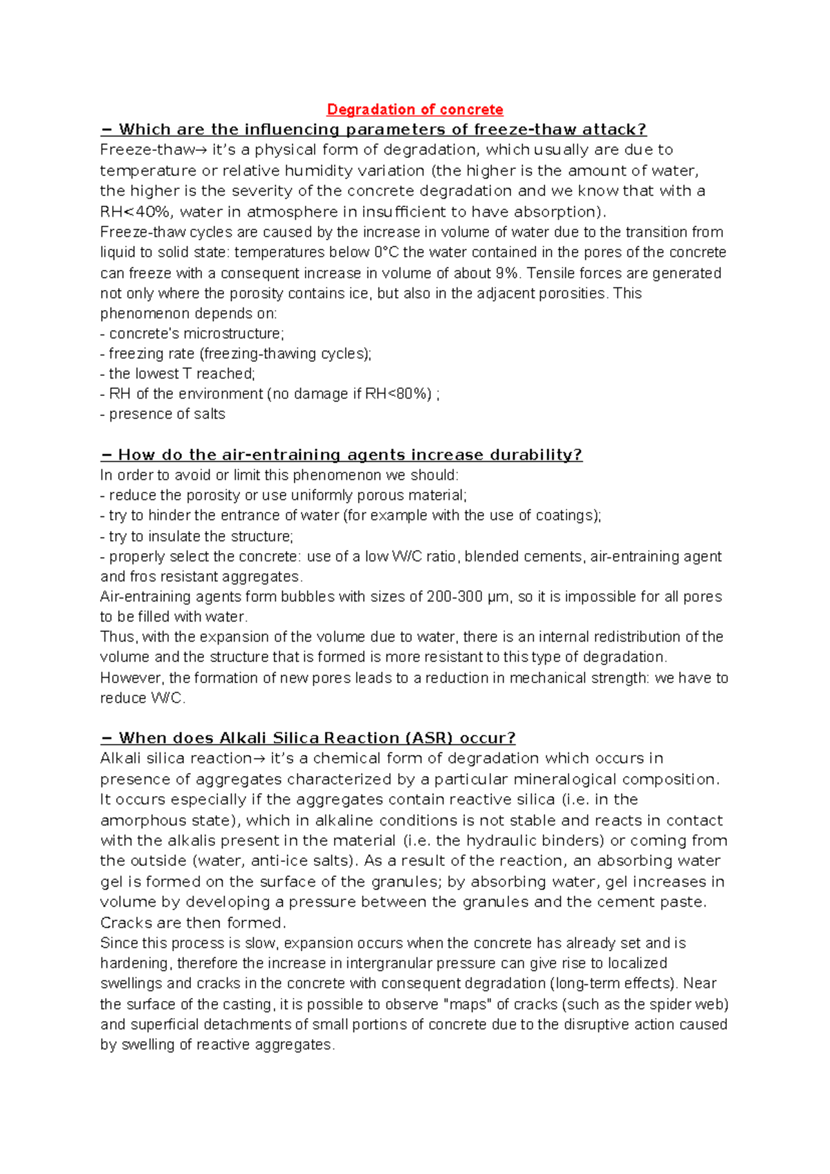 CCM: Degradation of Concrete - Influencing Parameters and Durability ...