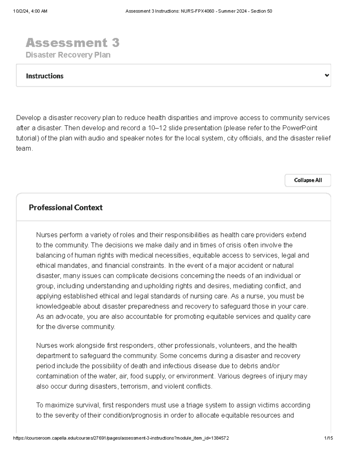 4060 Assessment 3: Disaster Recovery Plan & Community Services Access - Studocu