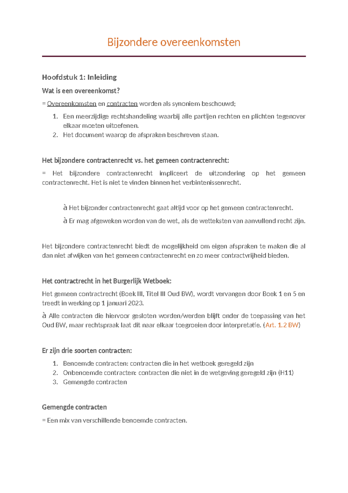 Bijzondere Overeenkomsten in het Verdiepende Contractenrecht: Inleiding ...