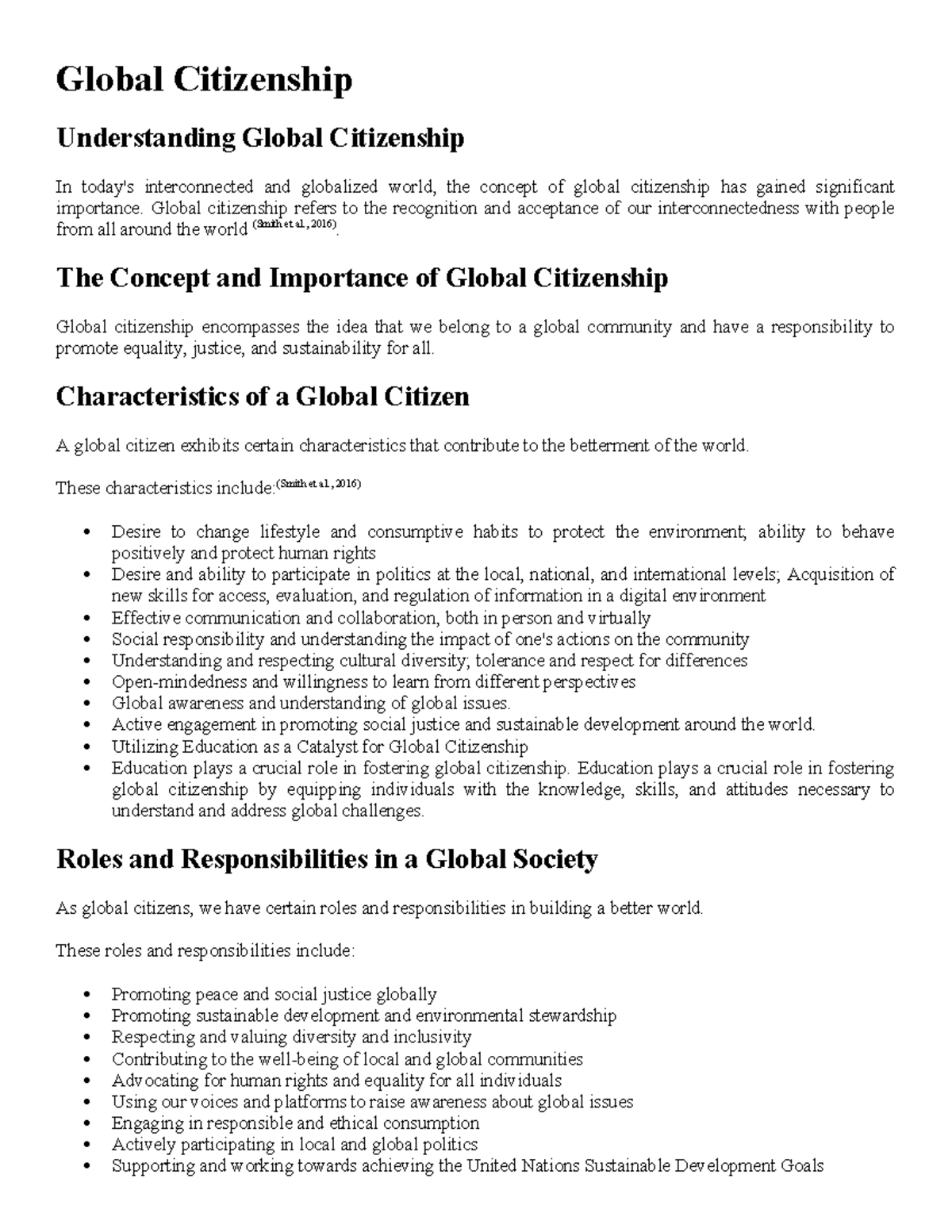 Global Citizenship: Key Concepts and Educational Integration (GLC101 ...