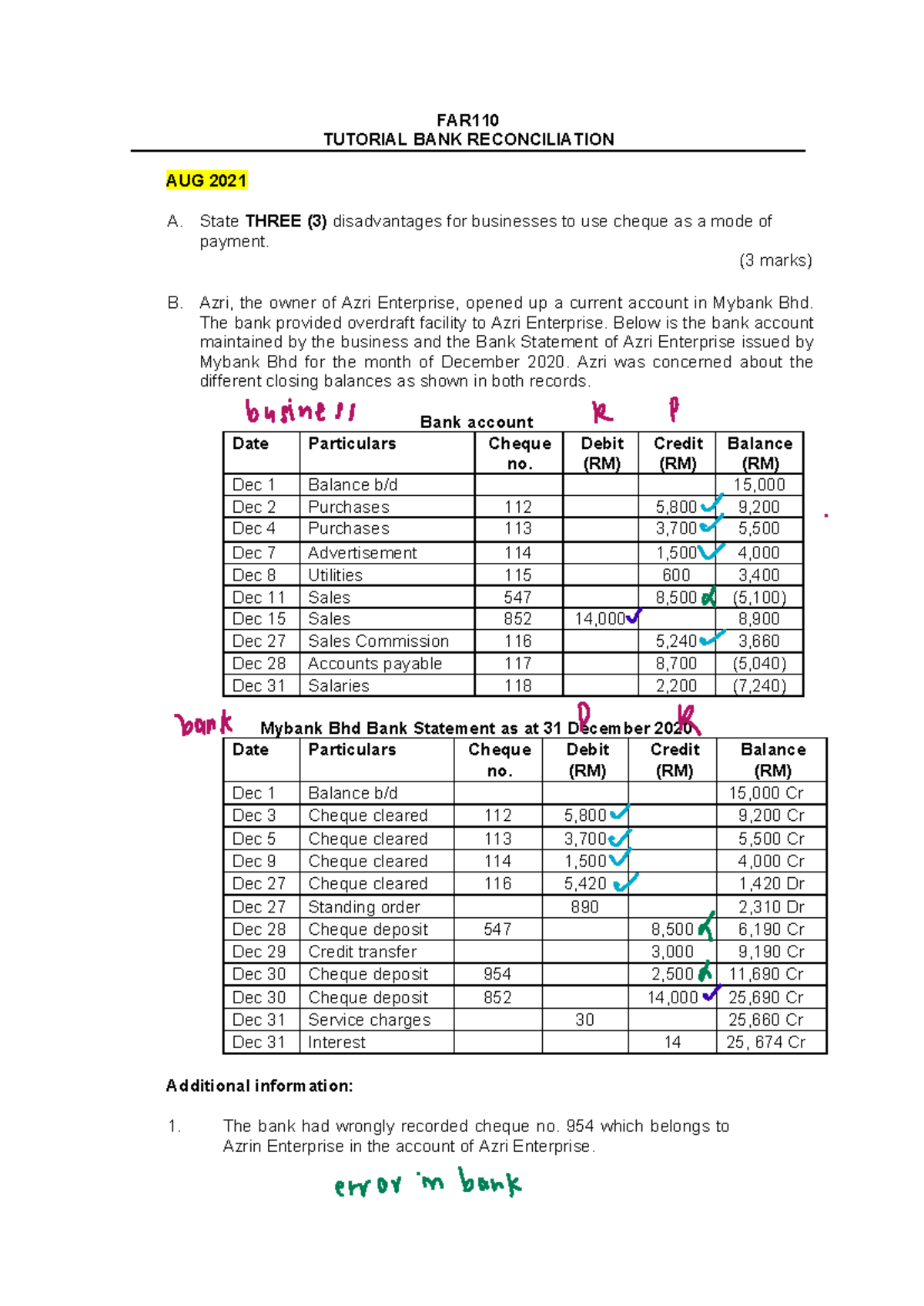 FAR Tutorial: Bank Reconciliation Statements for Multiple Enterprises ...