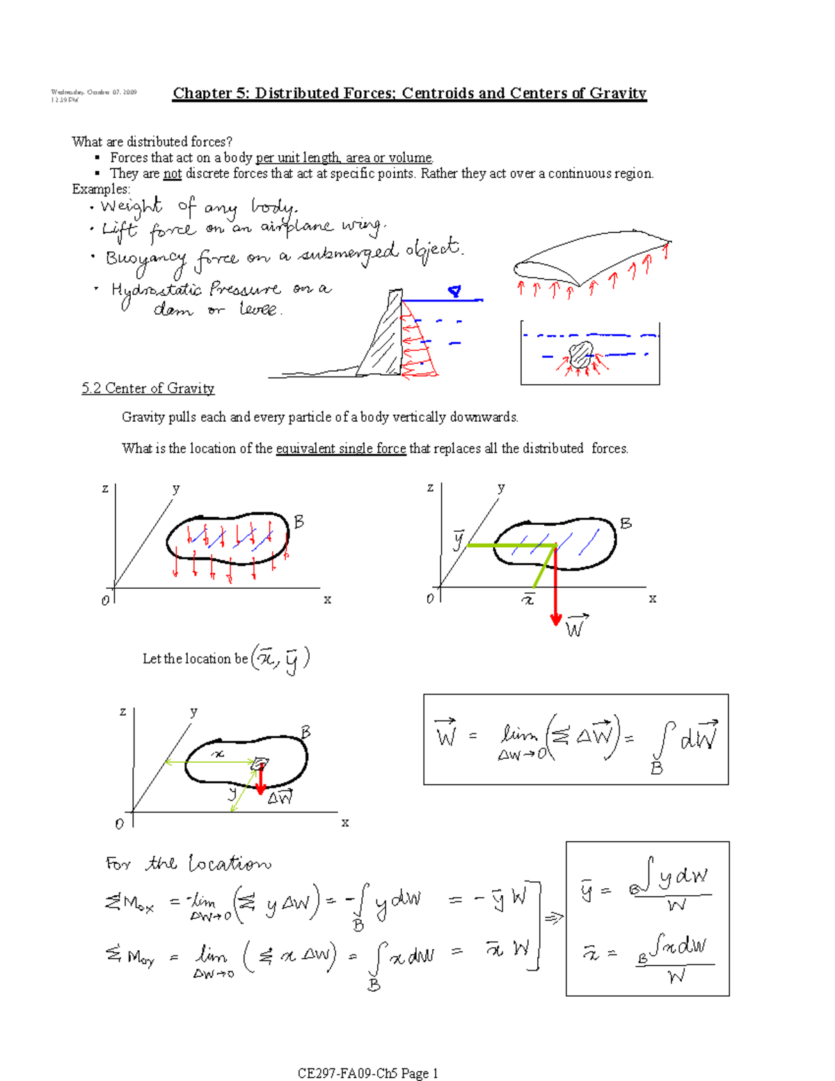 CE297 - Chapter 5: Distributed Forces, Centroids & Gravity - Studocu
