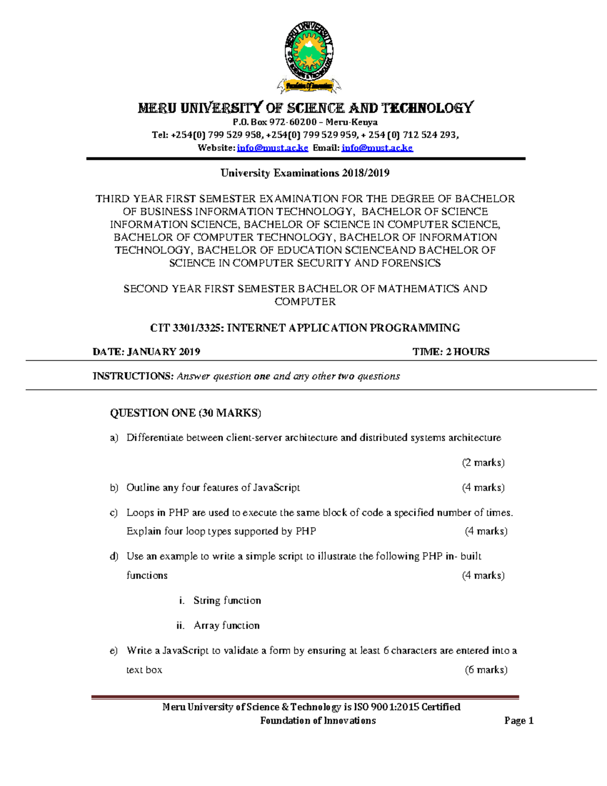 CIT 3301 Final Exam: Internet Application Programming Guide - Studocu