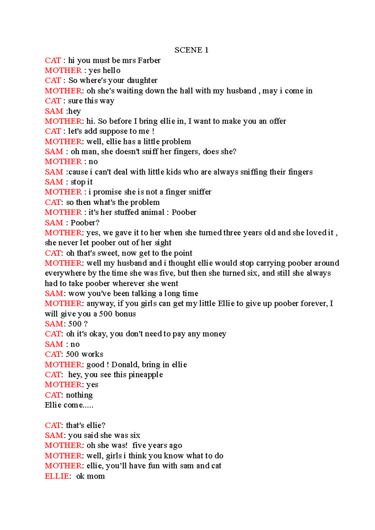 SCENE 1: Script for Hanu - Cat and Mother Interaction - Studocu