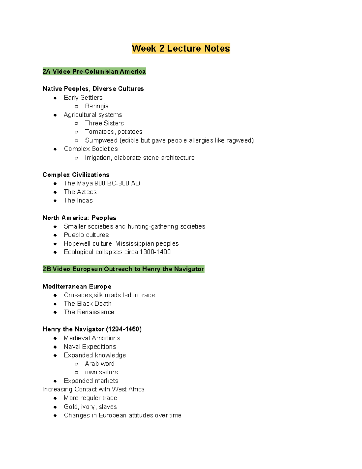 Week 4 Lecture Notes: Colonial America, Political Changes & Social ...