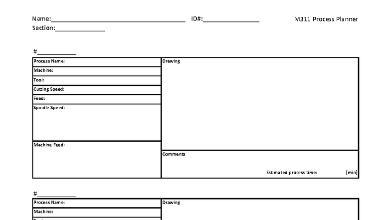 M311 Process Planner: Drawing Machine Setup and Estimates - Studocu