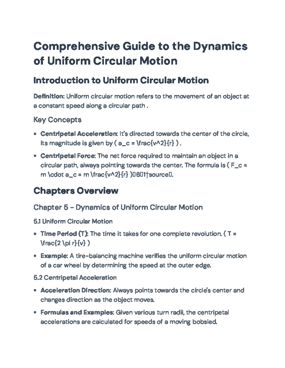 Dynamics of Uniform Circular Motion: Key Concepts & Applications ...