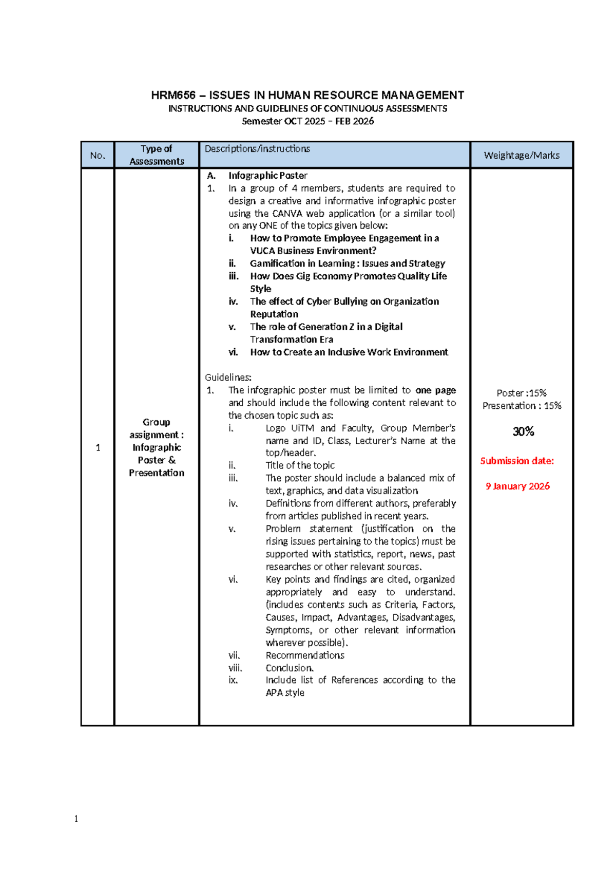 HRM656 Continuous Assessment Guidelines: Oct 2025 - Feb 2026 - Studocu