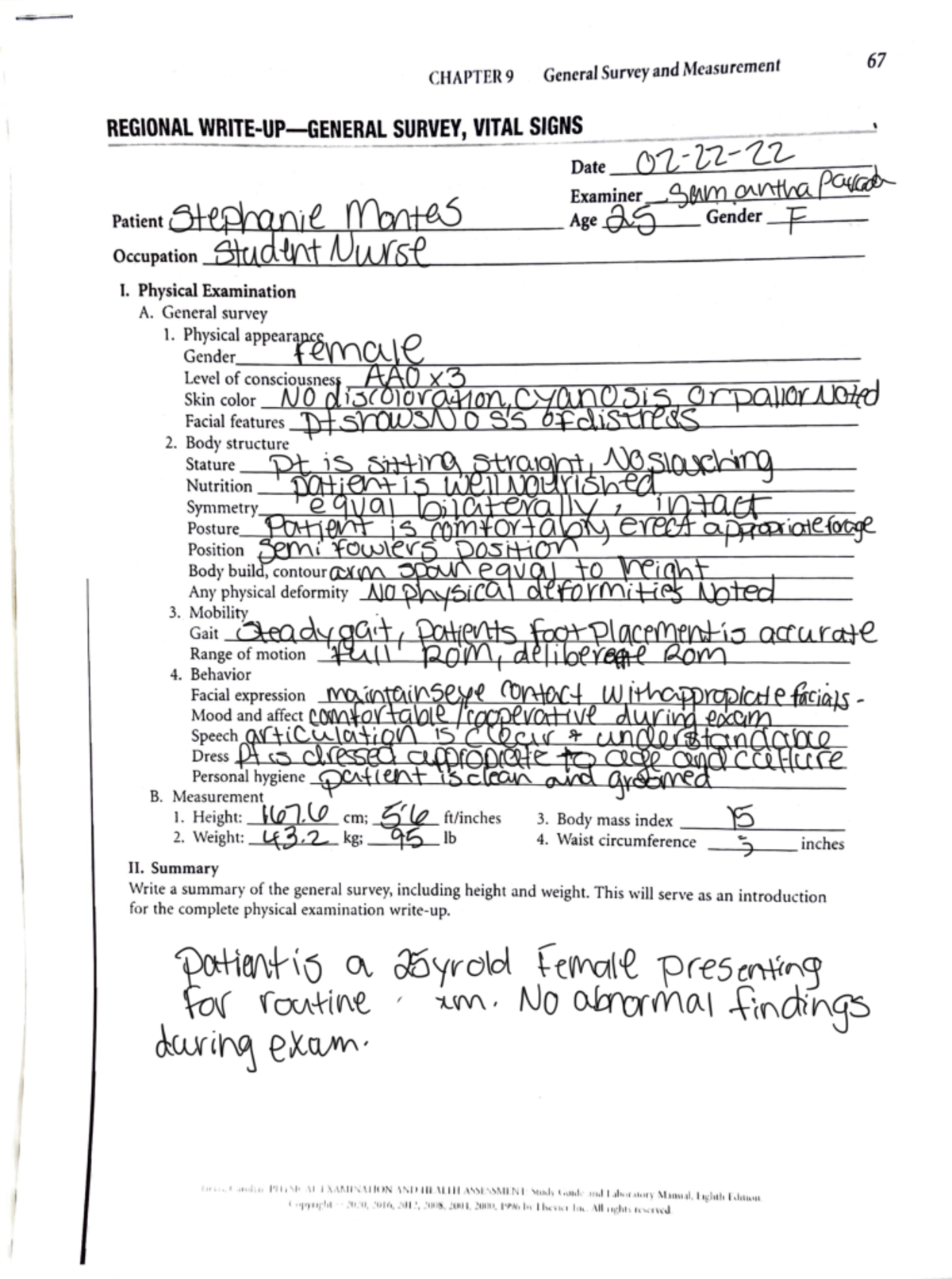 Lab Wk 8: Regional Write-Up Assignments for Physical Assessment - Studocu