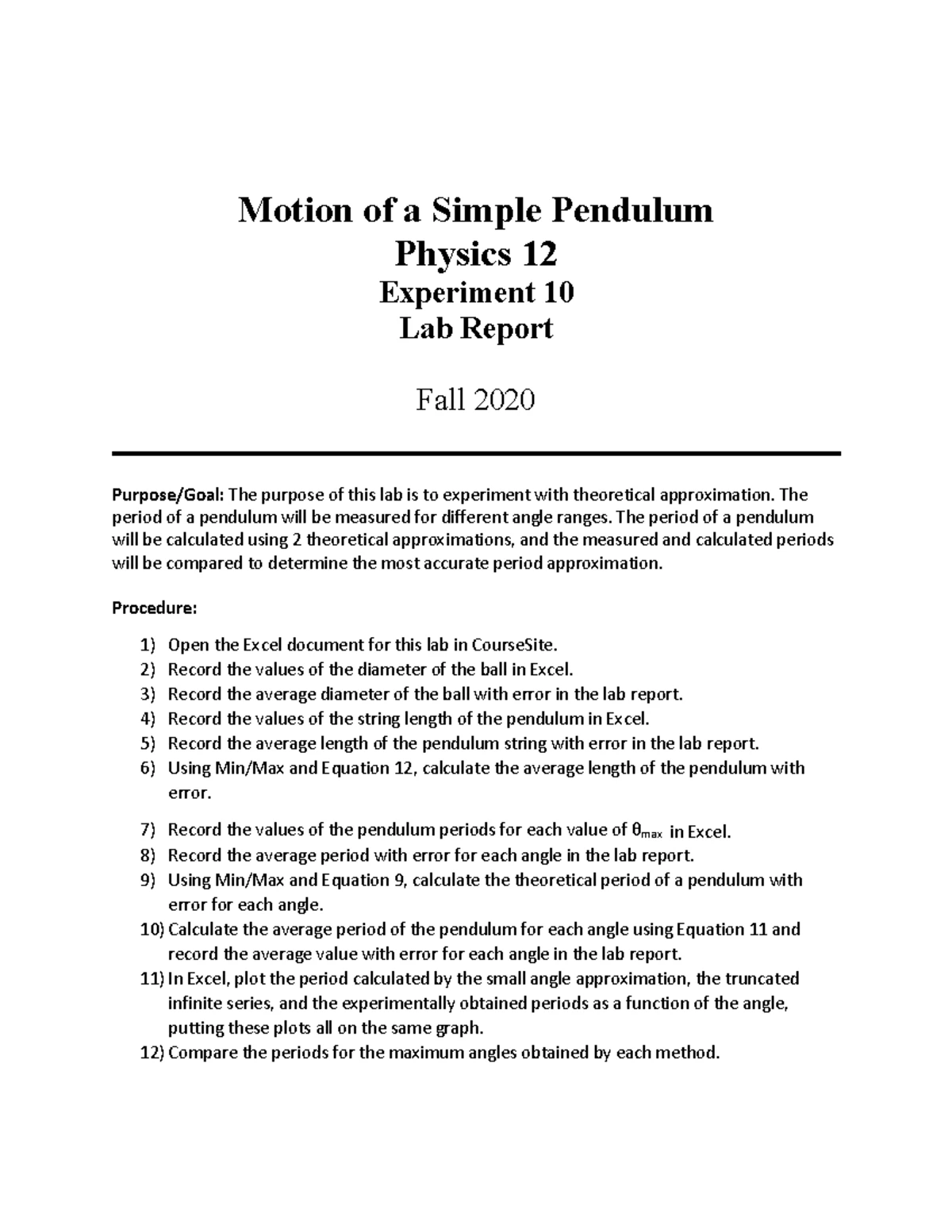 Lab Experiment 1 - Measurement Accuracy and Error Analysis Physics 12 ...