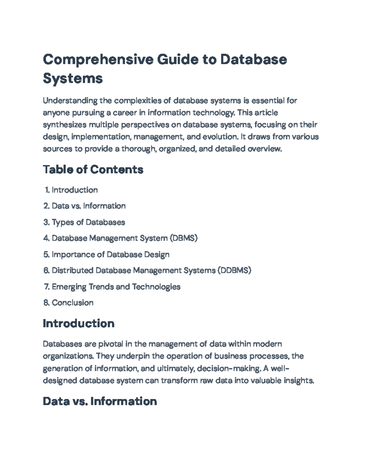 Comprehensive Guide to Database Systems: Design and Management - Comprehensive Guide to Database ...