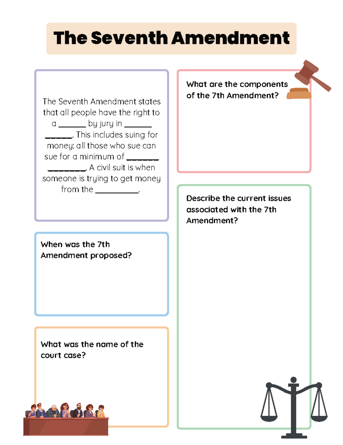7th Amendment Worksheet - What are the components of the 7th Amendment ...