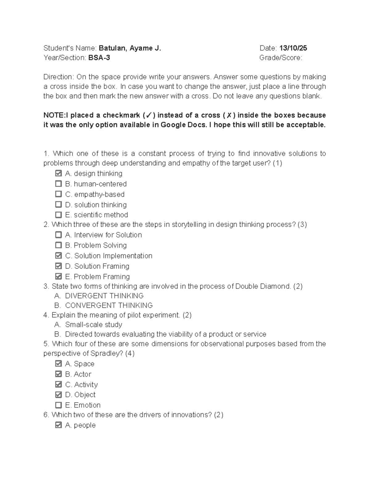 ENTR 101: Design Thinking & Innovation Quiz Answers - Studocu