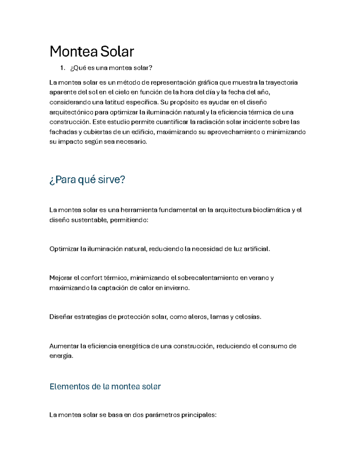 Montea Solar: Herramienta Clave en Arquitectura Bioclimática - Studocu