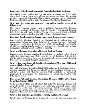 Chapter 1 PSY 214 - NOTES - 4 CHAPTER ONE ABLE 1 Overview of ...