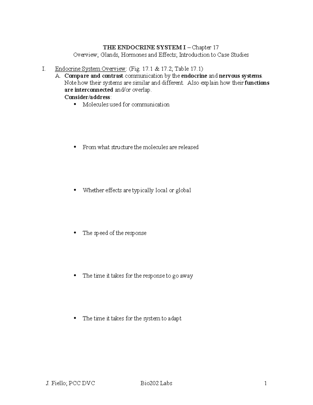 Endocrine System Overview - Lab Answers (Chapter 17) - Studocu